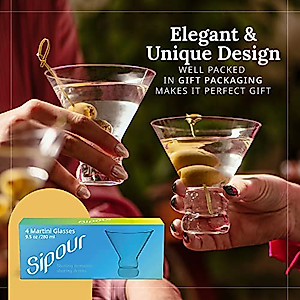 Martini Glasses Set of 4 (9.5 oz) – Cocktail Glasses for Any Drink – Elegant Cocktail Glasses for Hosting Parties – Hand-Blown Crystal Martini Glasses – Give a Fancy Martini Set Gift