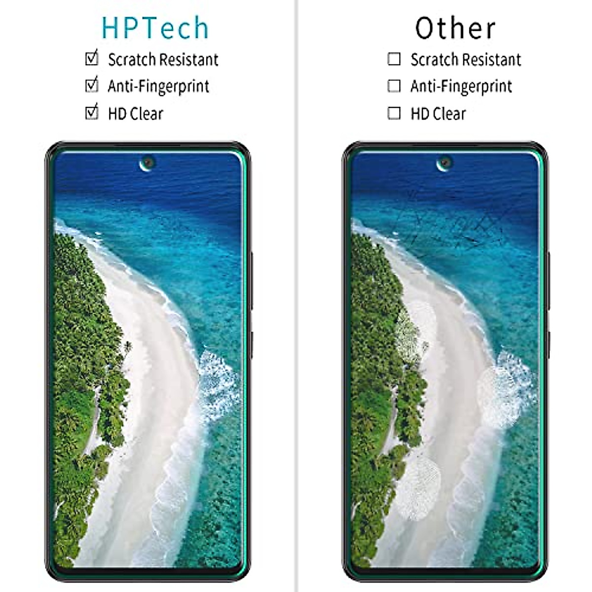 HPTech (2 Pack) Designed for Samsung Galaxy A53 5G Tempered Glass Screen Protector, Support Fingerprint Reader, Anti Scratch, Bubble Free, Case Friendly