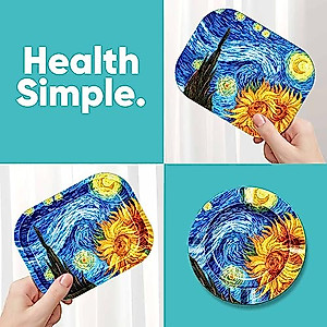 HiKeep Rolling Tray Set of 3, Metal Rolling Tray with PVC Soft Magnetic Lid - 7 x 5.5, Ashtray - 5.8" (Art Design)