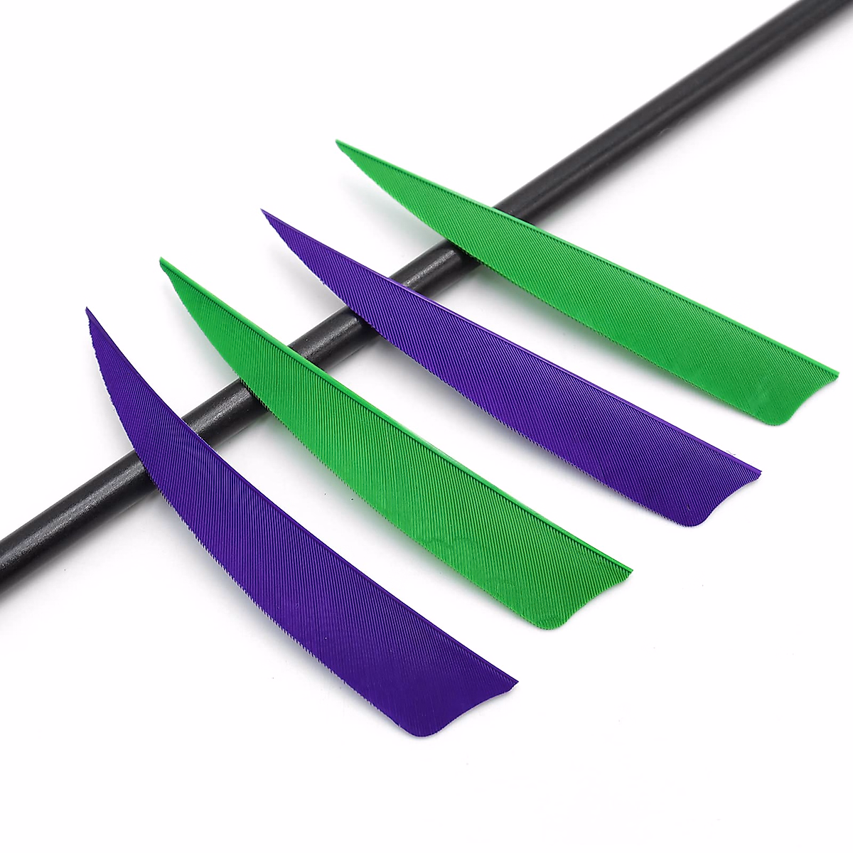 Obert Archery 60pcs Arrow Feathers 4 inch Hunting Arrows Fletching Right Wing Green Purple Shield Cut