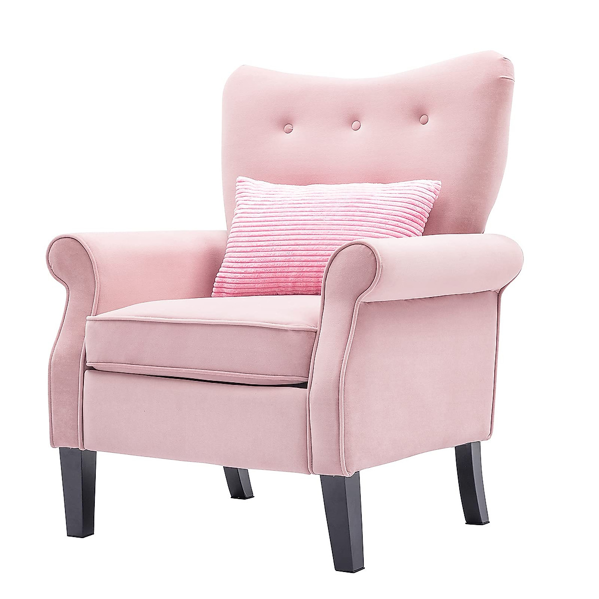 Artechworks Tufted Upholstered Accent Arm Chair, Comfy Single Sofa Club Chair for Living Room, Bedroom, Home Office, Hosting Room,Pink