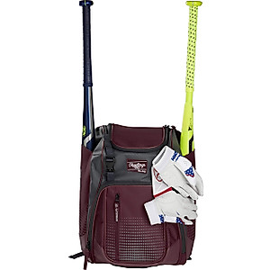 Rawlings | FRANCHISE Backpack Equipment Bag | Baseball / Softball | Maroon