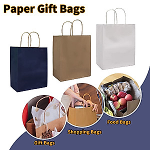 FACEBAG 50-Pack Brown Paper Bags with Handles Bulk, 8x4.25x10.5 Inches,Medium-sized Gift Bags with Handles for Party Favors，Take-Out，Grocery Shopping & Retail，Reusable & Durable
