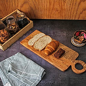 My Savory Table Mango Wood Serving Board With Enamel, Professional and Home Use Cheese Paddle Board With Handle 18 x 7 x 0.5 Inch, Natural