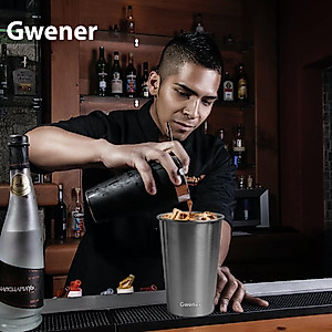 Gwener Stainless Steel Cups, Premium Metal 16 oz Pint Tumbler Stackable Metal Drinking Glasses for Adults or Kids Travel Outdoor Camping(16 oz/ 473 ml)