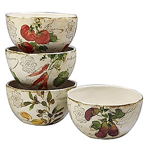 Certified International Corp Piazzette 6" Ice Cream Bowls, Assorted Designs, Set of 4, Multicolor