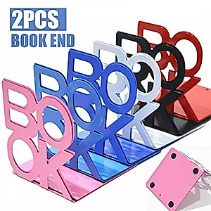 Bookends Colourful Heavy Duty Metal Book Ends Letter Style Bookends Office Stationery Bookend bookends ( Color : Red )