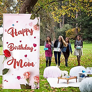 Labakita Happy Birthday Mom Door Banner, Mom/Women Birthday Decorations, Women Birthday Door Banner, Happy Birthday Backdrops for Women