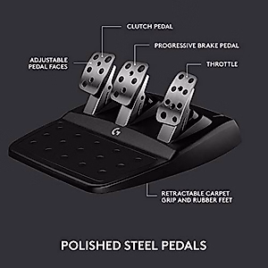 Logitech G923 Racing Wheel and Pedals for PS 5, PS4 and PC featuring TRUEFORCE up to 1000 Hz Force Feedback, Responsive Pedal, Dual Clutch Launch Control, and Genuine Leather Wheel Cover (Renewed)