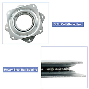 Suiwotin 2pcs 3" Square Lazy Susan Turntable Heavy Duty Lazy Susan Hardware, Steel Ball Bearing Rotating Tray Swivel Plate for Dining Table, Stool Chair, Pantry, Organizer (Silver)