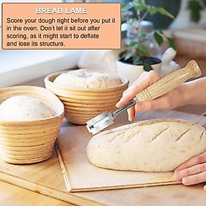 Unihopper Bread Proofing Basket Set of 2,9 Inch Round Sourdough Bread Baskets Bowls with Bread Lame Bread Making Tools Supplies for Sour dough Baking Fermentation