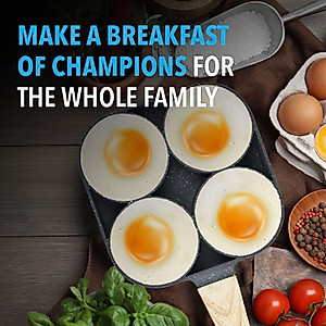 IMPRESA 2 Pack Nonstick Aluminum Egg Frying Pan & Skillet Set - 4-Hole, 6 Circular Molds, Suitable for Electric Stovetop and Induction Cookers