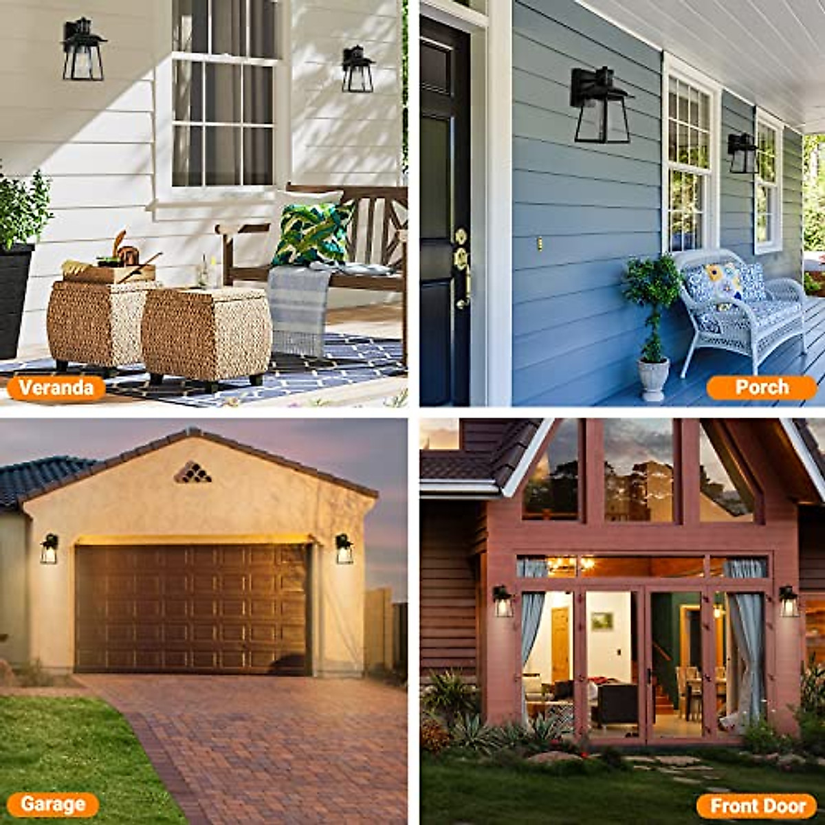 Qingmiao Dusk to Dawn Motion Sensor Wall Light Outdoor Porch Light Wall Lantern Outdoor Light Fixture Exterior Wall Mount Sconce