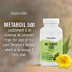 NaturalSlim Evening Primrose Oil for Women 1500mg from Cold Pressed Oil - Metaboil 500 GLA Supplement Gamma Linolenic Acid for Women’s Health, Metabolism, Heart & Skin Health - 270 Softgels