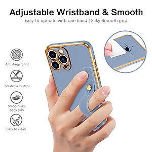 VENINGO iPhone 13 Pro Case, Slim Fit Soft TPU with Adjustable Wristband Kickstand, Scratch Resistant Shockproof Protective Cover for iPhone 13, Lavender Grey