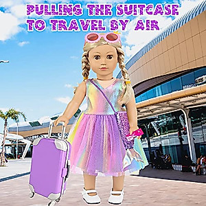 Mermaid 18 inch Doll Clothes and Doll Accessories Case Luggage Travel Play Set Include Suitcase, Dresses, Bag, Camera, Glasses, Pillow, Eyeshade Etc (No Doll)