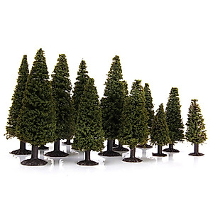 15pcs Green Scenery Landscape Model Cedar Trees with Box