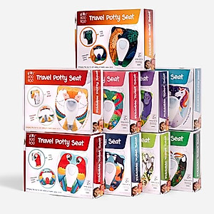 UNI BOO BOO Travel Potty Seat - Portable and Foldable Toddler Kids Toilet Training Seat for All Toilets - with Splash Guard and Rubber Pads - Free Kids Travel Bag for Boys and Girls (Unicorn)