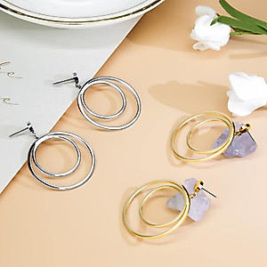 GUMENA Gold/Silver Hoop Earrings for Women 18K Gold Plated Circle Dangle Earrings for Women Trendy Surgical Steel Titanium Hypoallergenic Earrings