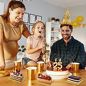 Abnaok Mini Cake Boards Golden Cardboard Mousse Cake Base 100PCS Cake Paper Board Dissert Plates Circle Patries Cardboard Cupcake Base Display Dessert Board Grease (Square Cake Base)