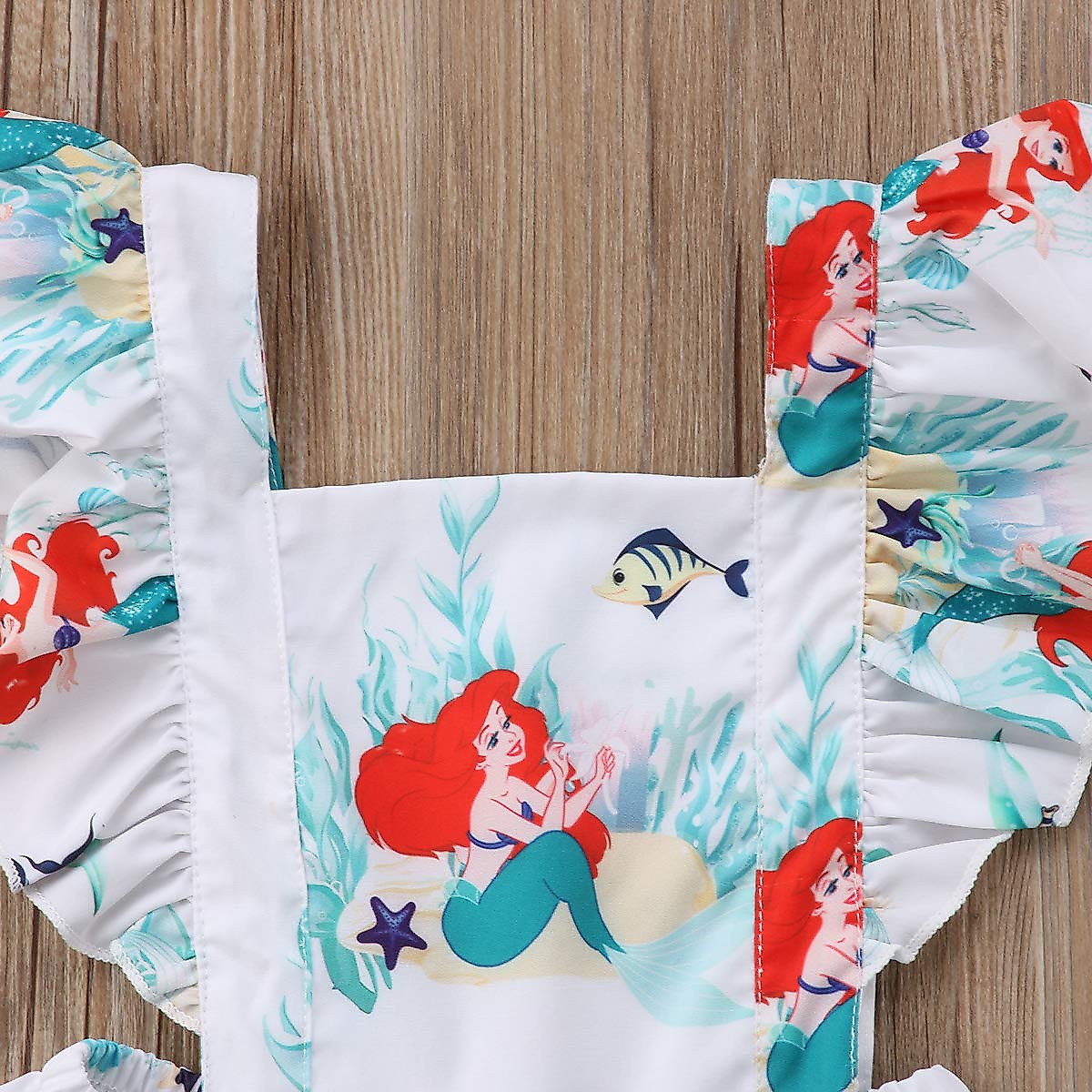 Baby Girls Rompers, Mermaid Sea World Pattern Flower Edge Bodysuit and Solid Basic Style Rompers Outfits Clothes (white dress, 4-5T)