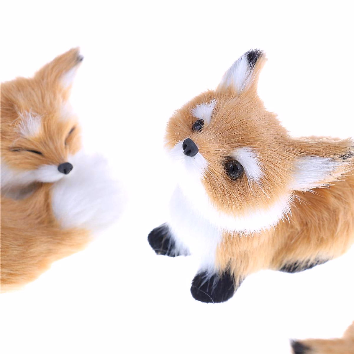 GUDVES Simulation Brown Fox Toy Furs Squatting Fox Model Home Decoration Animals World with Static Action Figures (Fox Toy)