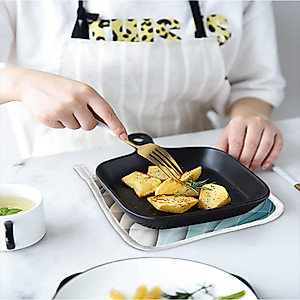 Kitchen Oven Gloves Teal Blue Modern Geometric Oven Mitts Pot Holder Set Brown Abstract Ocean Wave Hot Pad Sets for Kitchen BBQ Cooking Baking Grilling Heat Resistance