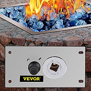 VEVOR Fire Pit Gas Burner Spark Ignition Kit, 300K BTU Fire Pit Ignition System, Stainless Steel Fire Pit Igniter, with 1/2'' Key Valve with Key and Leads & Ground Wire Silver