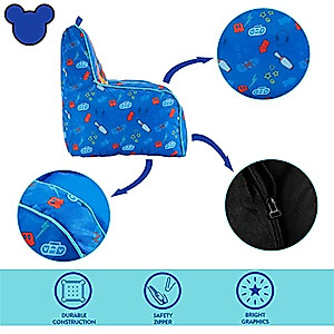 Idea Nuova Disney Mickey Mouse Kids Nylon Bean Bag Chair with Piping & Top Carry Handle, Large
