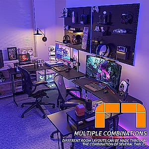 BANTI L Shaped Desk, Computer Gaming Desk, Home Corner Desk, Office Writing Workstation with Large Monitor Stand, Space-Saving, Easy to Assemble, Black