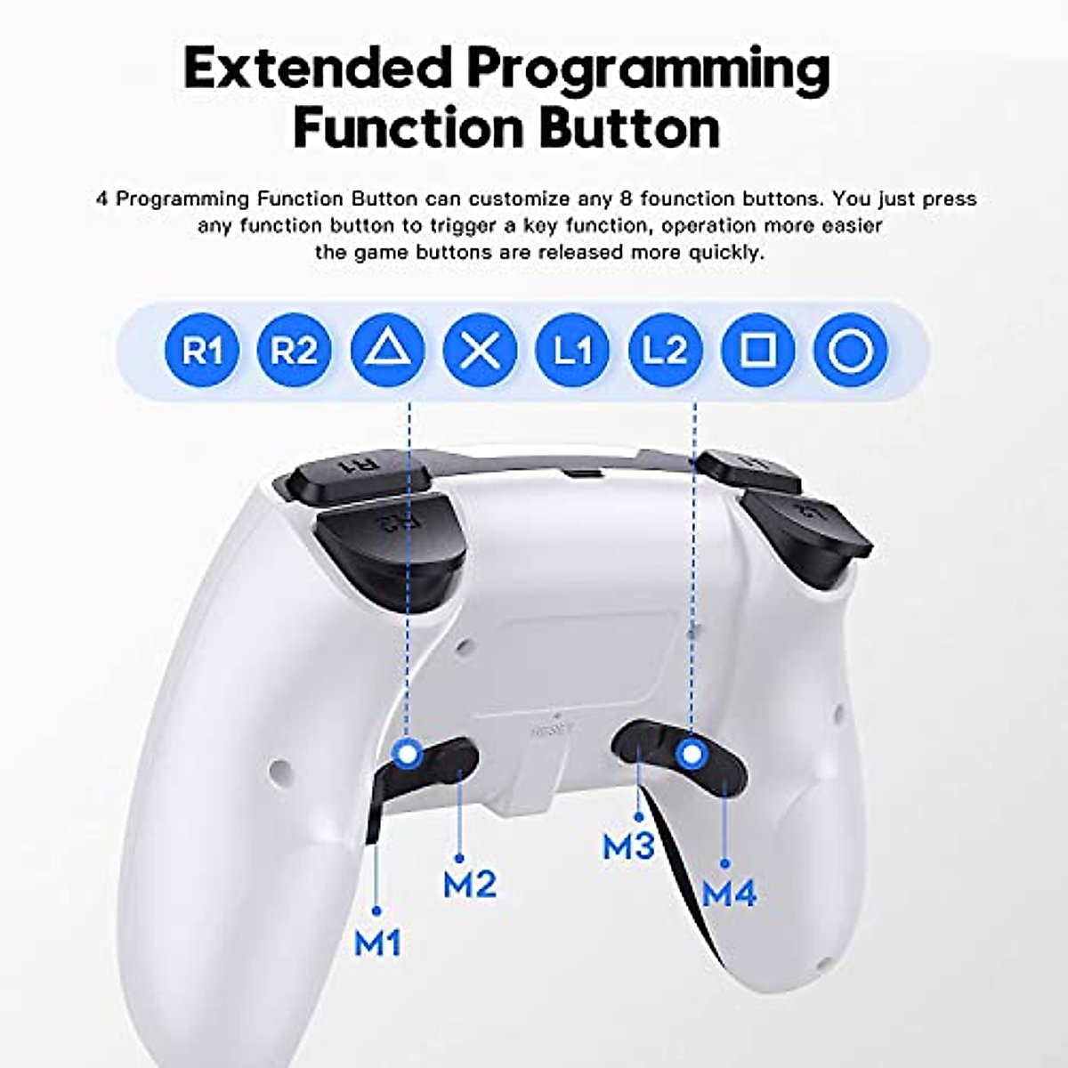 UeeVii Wireless PS4 Controller with Strike Pack, Game Controllers for Playstation 4/PS4 Pro/PS4 Slim with Back Paddles for Custom Mapping Dual Shock Six-axis Audio Touch Pad Function 1000mAh Battery