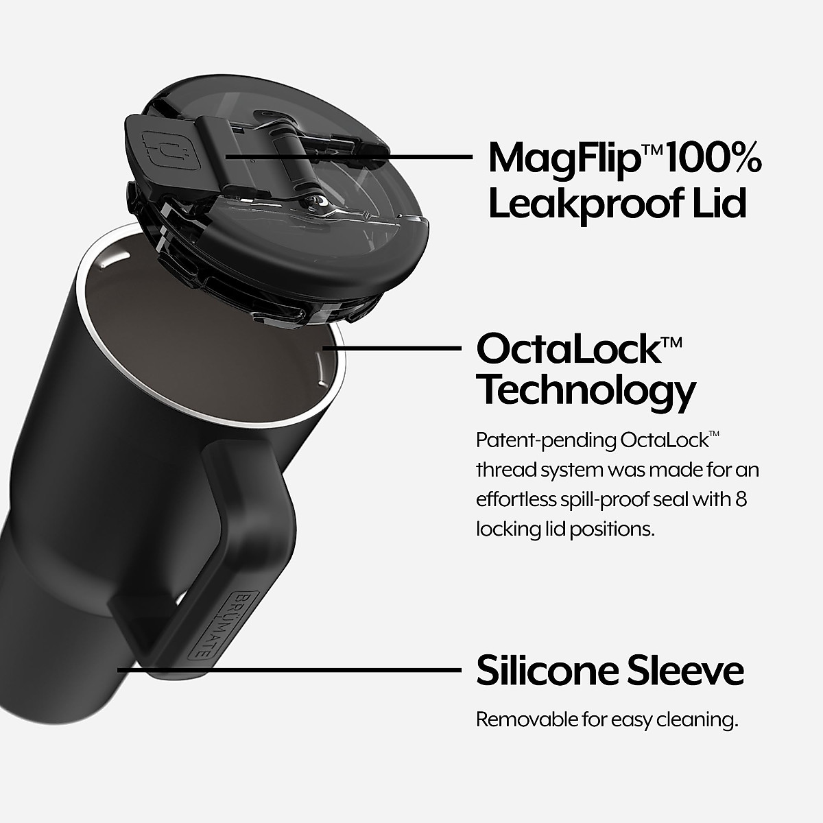 BrüMate Müv - 25oz 100% Leak Proof Insulated Coffee Mug with Handle & Lid - Stainless Steel Coffee Travel Mug - Double Walled Coffee Cup (Dark Aura)