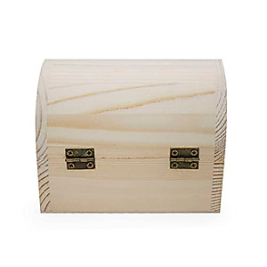 Hsiwto Plain Unfinished Wood Box, Unpainted Wooden Jewelry Box DIY Craft Storage Treasure Chest Toy Case