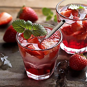 Stainless Steel Reusable Drinking Straws 6" Short & Safer Straws, Coffee, Bar, Cocktail Glasses, Half Pint Jars, Ecologically Friendly, Set of 4 Metal Straws with Brush