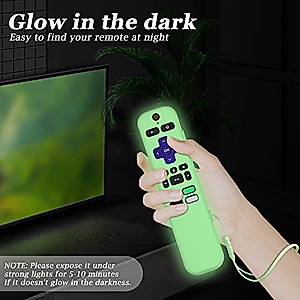 Seltureone 2 in 1 Remote Cover with AirTag Holder for Roku Voice Remote (Glow in The Dark), Roku Remote Cover Silicone Protective Case, Anti Slip Shock Absorption Washable, Green