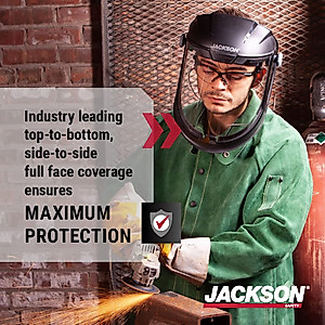 Jackson Safety Lightweight MAXVIEW Premium Face Shield with 370 Speed Dial Ratcheting Headgear – Anti Fog Coating