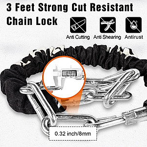 Titanker Bike Chain Lock, Bike Locks Security Anti-Theft Resettable Combination Bicycle Chain Lock 3.3 Feet Bike Locks for Bike, Motorcycle, Bicycle, Door, Gate, Fence, Grill (8mm Thick Chain)