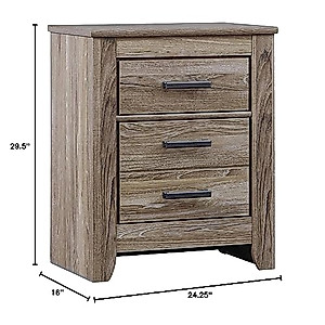 Signature Design by Ashley Zelen Rustic Contemporary 2 Drawer Nightstand, Warm Gray