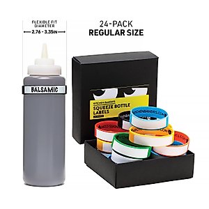 Waterproof Squeeze Bottle Kitchen Labels Writable 24-Pack Kitchen Bandits Regular Multicolor
