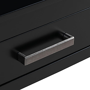 Quarte Modern 3-Drawer Console Table with 1 Shelf,Solid Wood Entryway Sofa Side Table for Hallway, Living Room, Foyer, Corridor, Easy to Assemble (Black#3-Drawer)