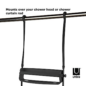 Umbra Flex Hanging Shower Caddy, Bathtub Shelf and Bathroom Organizer, Black