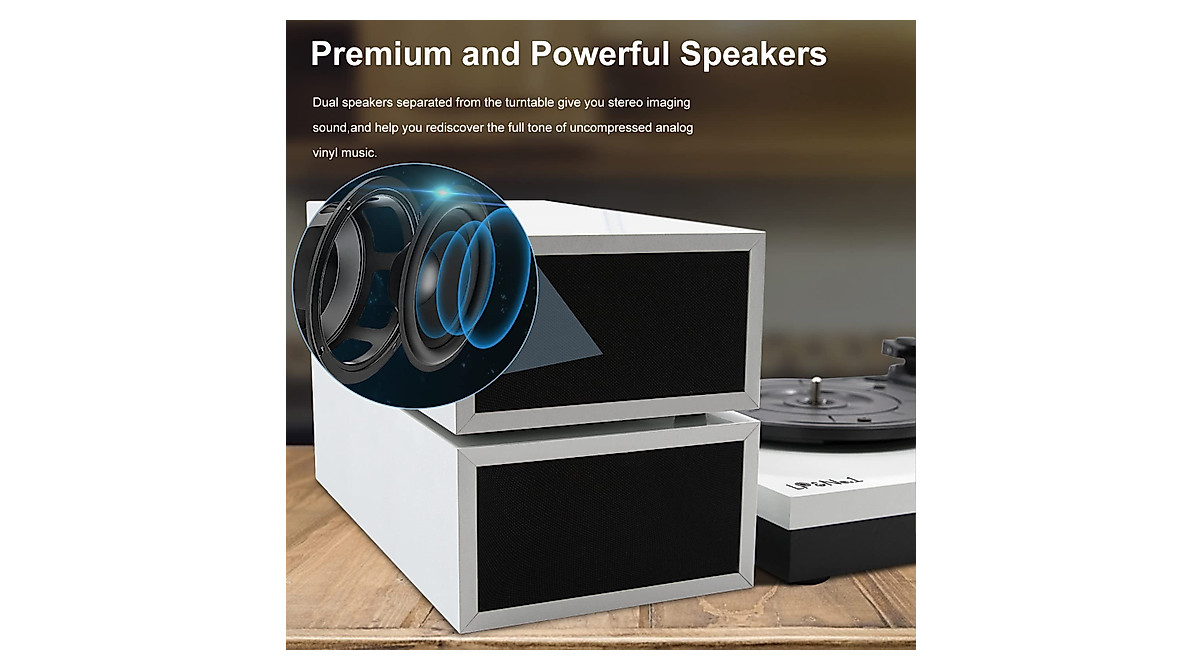 LP&No.1 Record Player with External Speakers, 3 Speed Vintage Belt ...