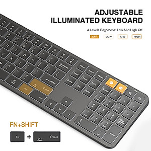 Backlit Wireless Keyboard and Mouse for Mac, ProtoArc KM100 Ultra Slim Backlit Wireless Keyboard, Rechargeable Silent Keyboard Mouse Combo for Mac OS, Windows 7/8/10, MacBook Air/Pro, Laptop (Black)