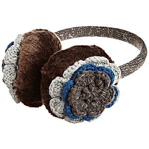 Jessica Simpson Women's Crochet Flower Earmuffs, Grey, One Size