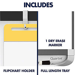Quartet Easel, Magnetic Whiteboard, 2' x 3', Adjustable, Mobile, Flipchart Holder, Prestige 2, Black Frame (ECM32P2)