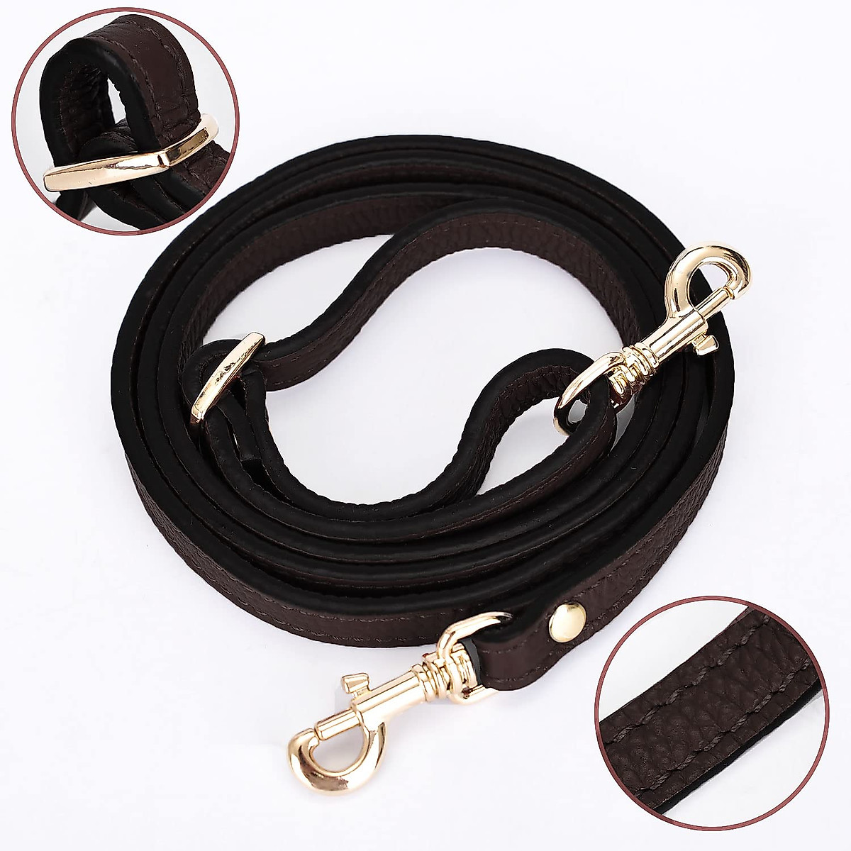 VanEnjoy Adjustable Genuine Leather Crossbody Straps Replacement - Width 1/2“, Length 25”-51” (Expresso)