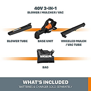 Worx 40V Cordless Blower/Vacuum/Mulcher Power Share WG583.9 - (Tool Only)