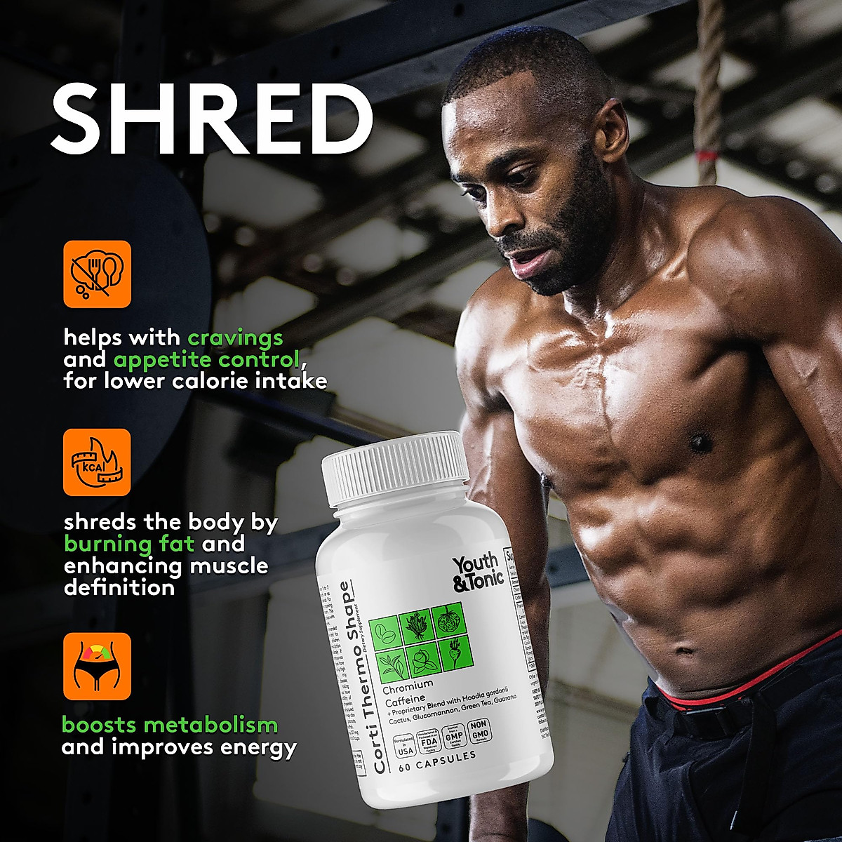 Youth & Tonic Sculpt Shred Cleanse Detox 3X Weight Loss Pills: Appetite Suppressant, Fat Burner, Energy Booster & Nighttime Cleanse for Diet – 120 Pills