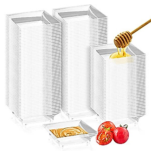 GothaBach 100 Pcs Mini Dessert Plates, Clear Disposable Mini Plastic Tray, Mini Plastic Dish for Sauce, Dessert, Fruit or Appetizer(2.4'') (Style 2)
