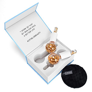 CIBLUTY Ice Cryo Sticks Facial Globe with Golded Essence- 2PC Cooling Globes for Cold or Hot Skin Massagers, Face Globe for Skin Care Routine